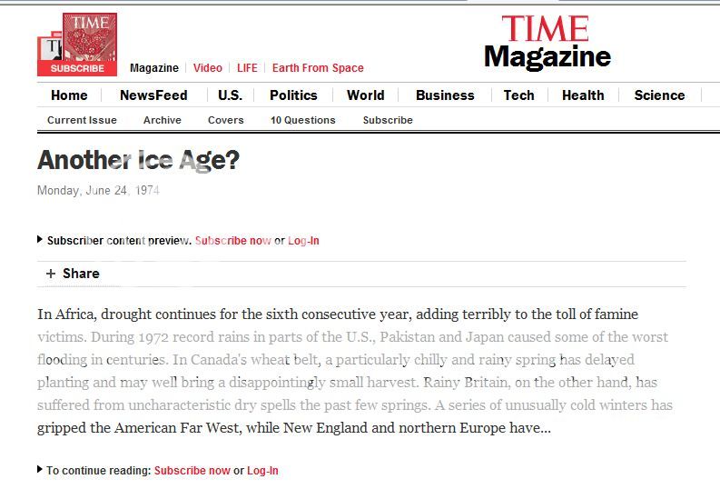 "Sorry, a TIME Magazine Cover Did Not Predict a Coming Ice Age"… It was ...