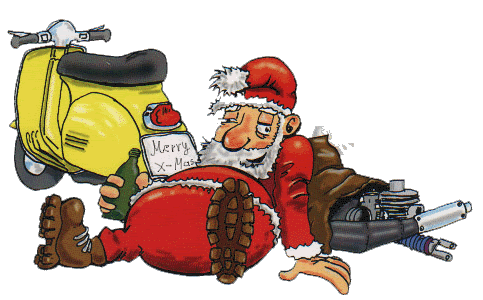 Modern Vespa : Santa Claus on a Vespa?