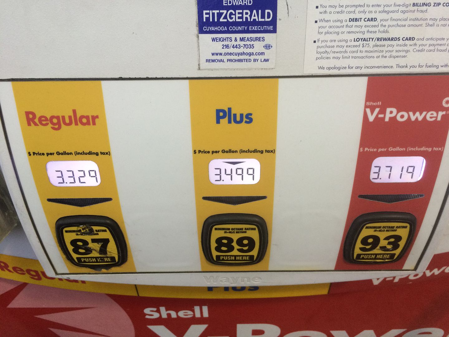 Price of ethanol free 91 octane gas has skyrocketed. | Chevrolet Cruze ...